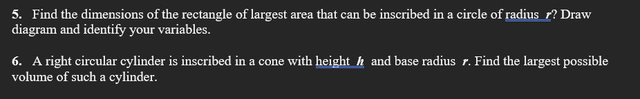 Solved 5. Find the dimensions of the rectangle of largest | Chegg.com