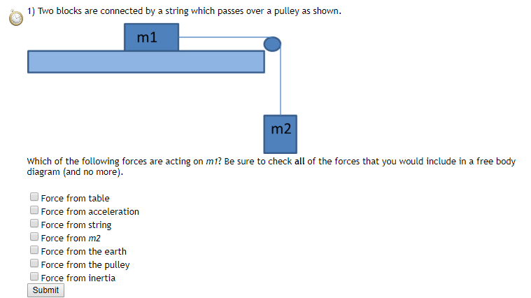 Solved 1) Two blocks are connected by a string which passes | Chegg.com