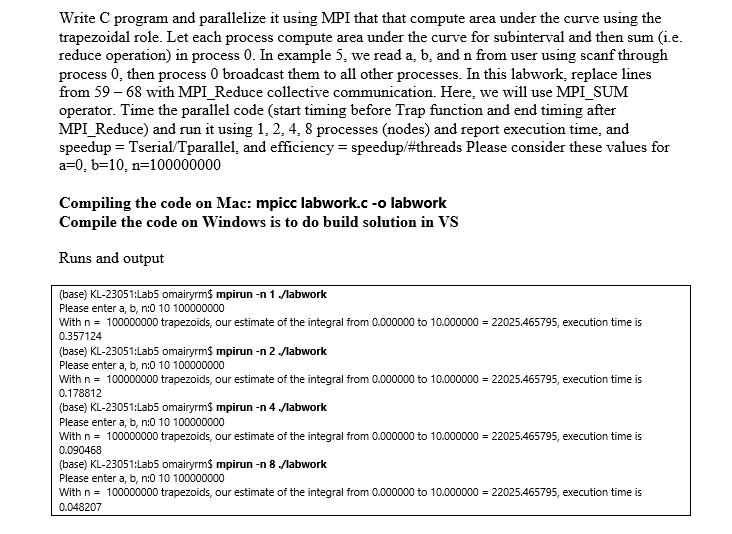 Solved Write C Program And Parallelize It Using Mpi That 7743