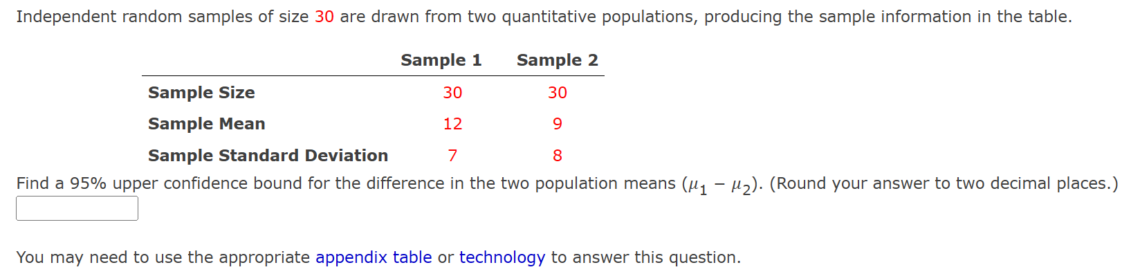Solved Find a 95% upper confidence bound for the difference | Chegg.com