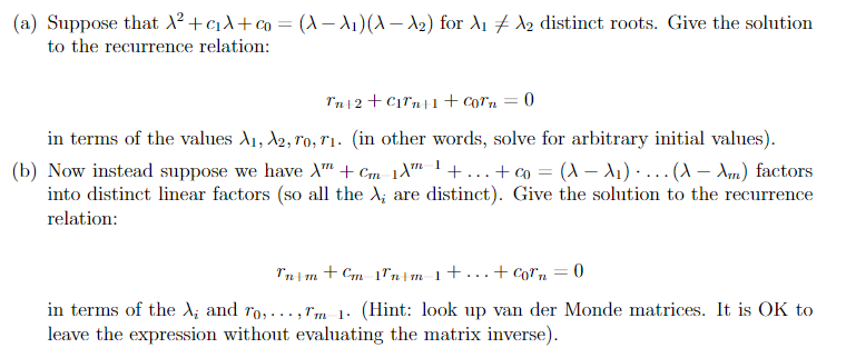 Solved A Suppose That λ2 C1λ C0 λ λ1 λ λ2 For λ1 λ2 Chegg