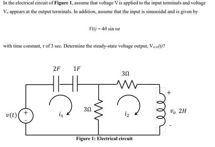 Solved In the electrical circuit of Figure 1, assume that | Chegg.com