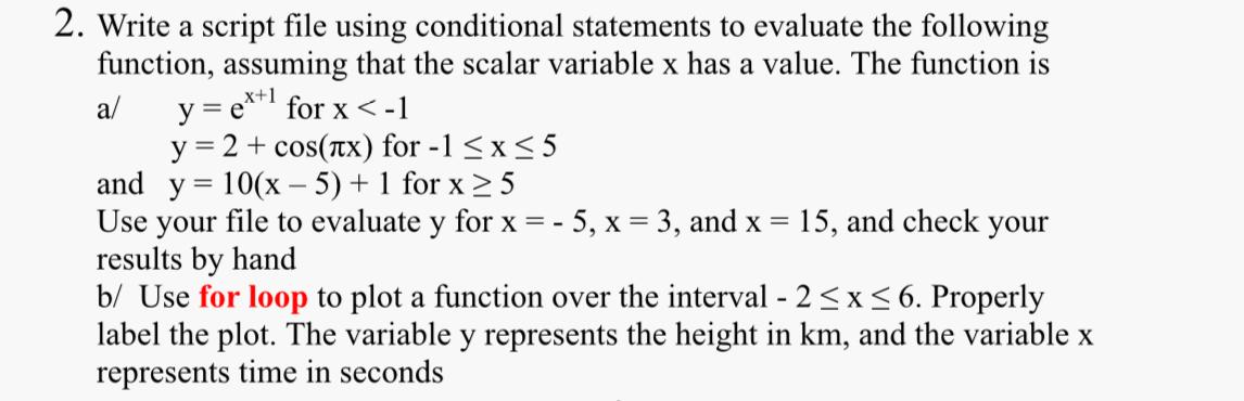 Solved 2. Write a script file using conditional statements | Chegg.com