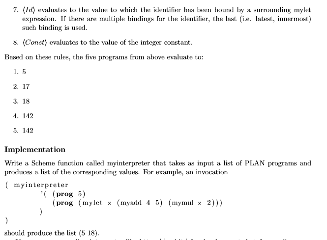 SCHEME interpreter. I will pay anyone $50 that gets | Chegg.com