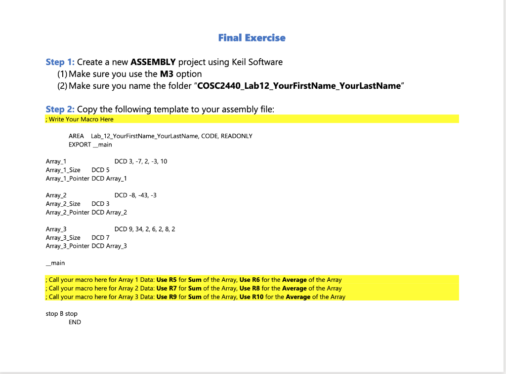 Final Exercise Step 1: Create a new ASSEMBLY project | Chegg.com