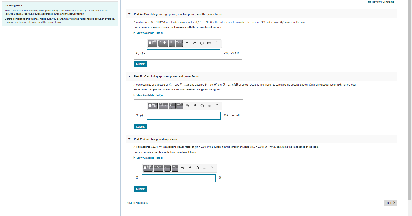 Solved Review Constants Learning Goal: To use information | Chegg.com