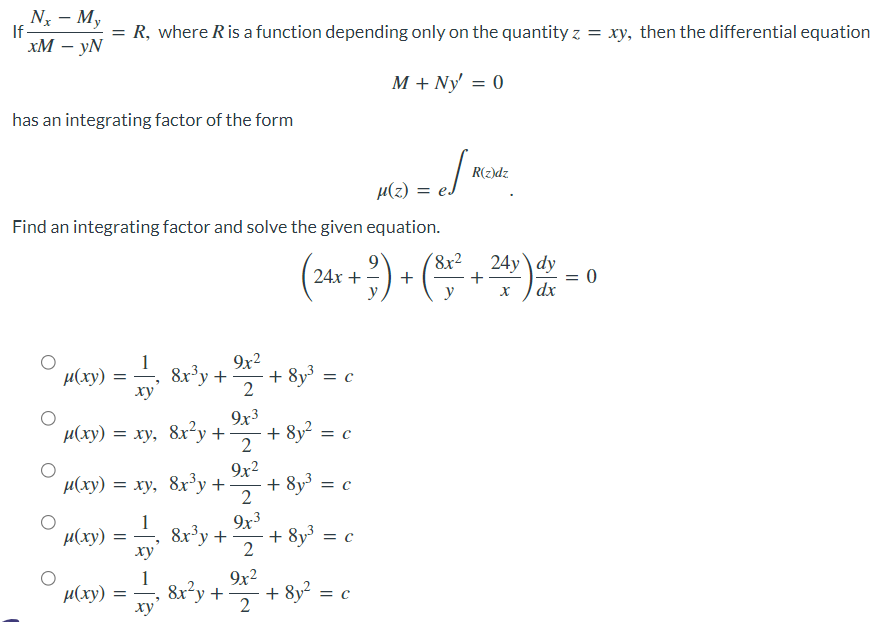Solved If Nx−My/(xM−yN)=R where R is a function depending | Chegg.com