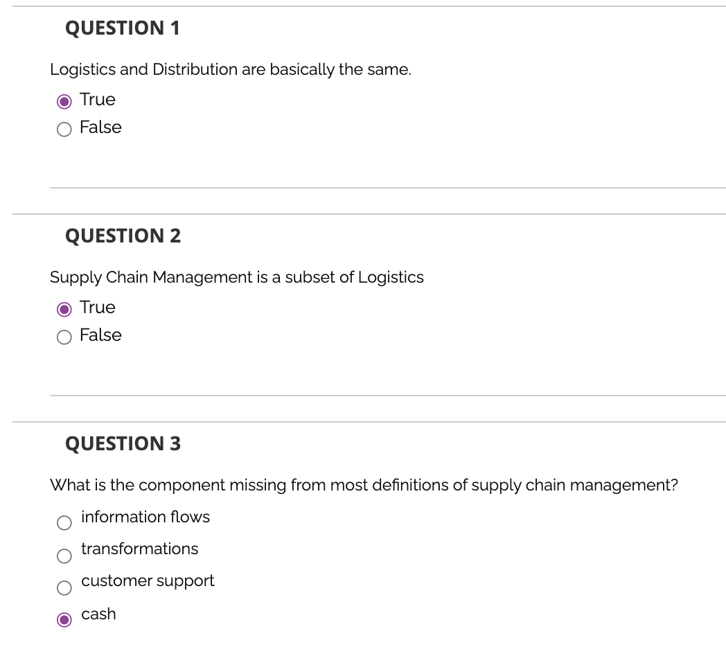Solved QUESTION 1 Logistics and Distribution are basically | Chegg.com