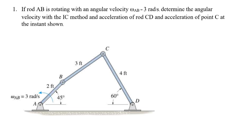 Solved 1. If rodAB is rotating with an angular velocity | Chegg.com