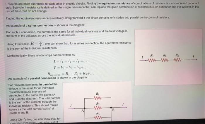 Solved Resistors are often connected to each other in | Chegg.com