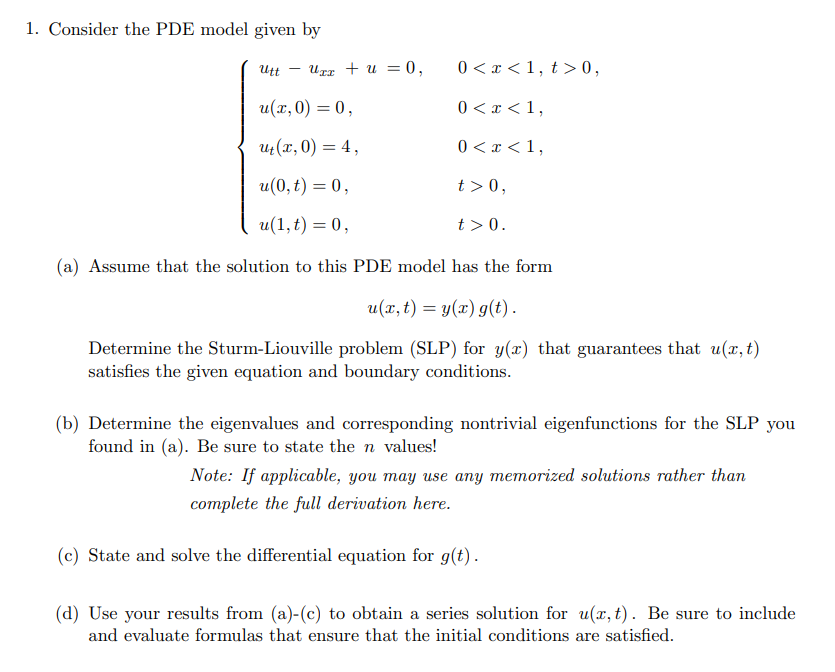Consider the PDE model given | Chegg.com