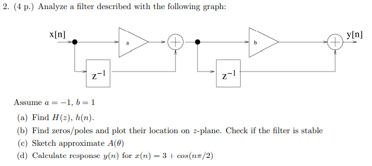 Solved 2. (4 p.) Analyze a filter described with the | Chegg.com