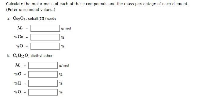 Solved Calculate the molar mass of each of these compounds | Chegg.com