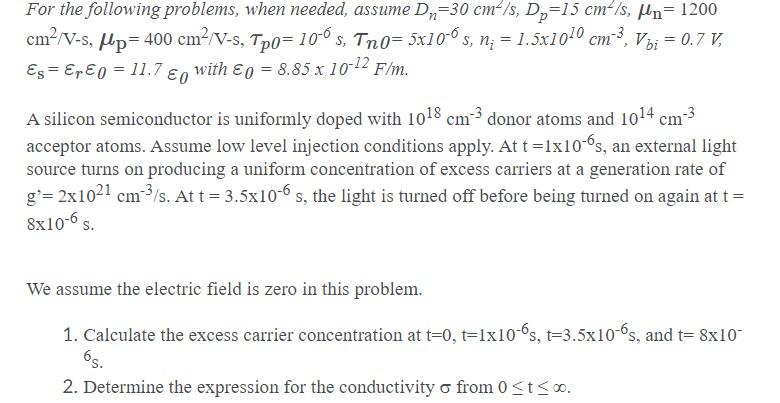 Solved For the following problems, when needed, assume Dn=30 | Chegg.com