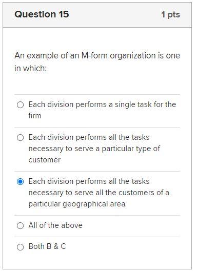 Solved Question 15 1 pts An example of an M-form | Chegg.com