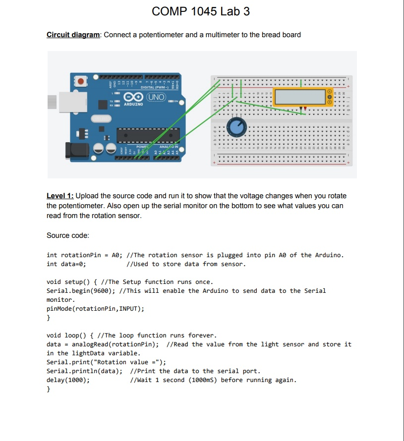 COMP 1045 Lab 3 Circuit diagram: Connect a | Chegg.com