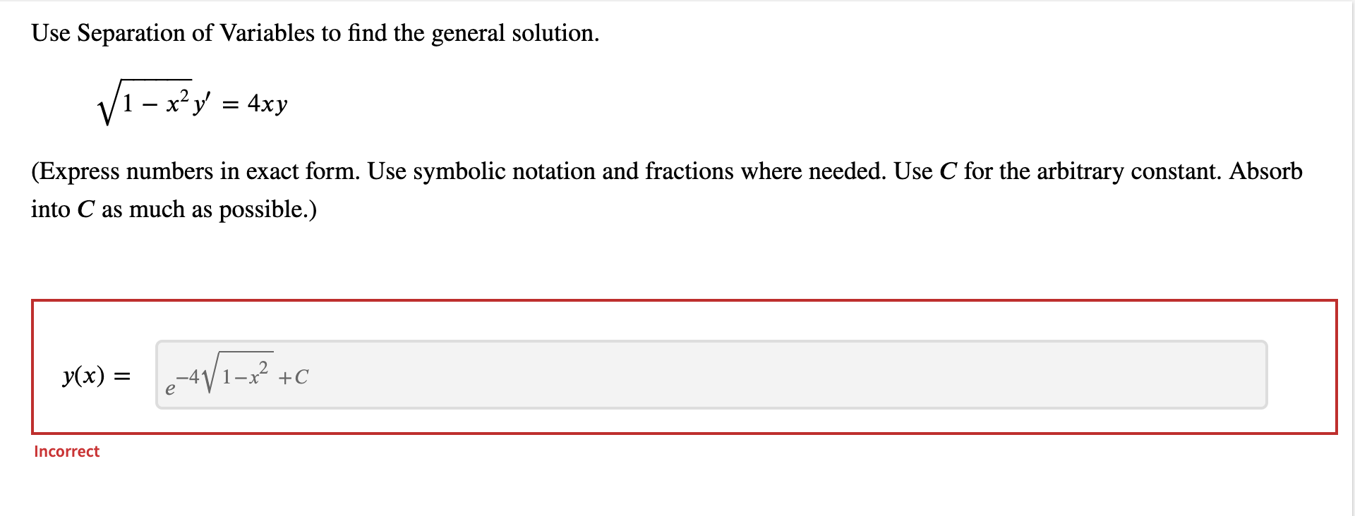 Solved Use Separation of Variables to find the general | Chegg.com