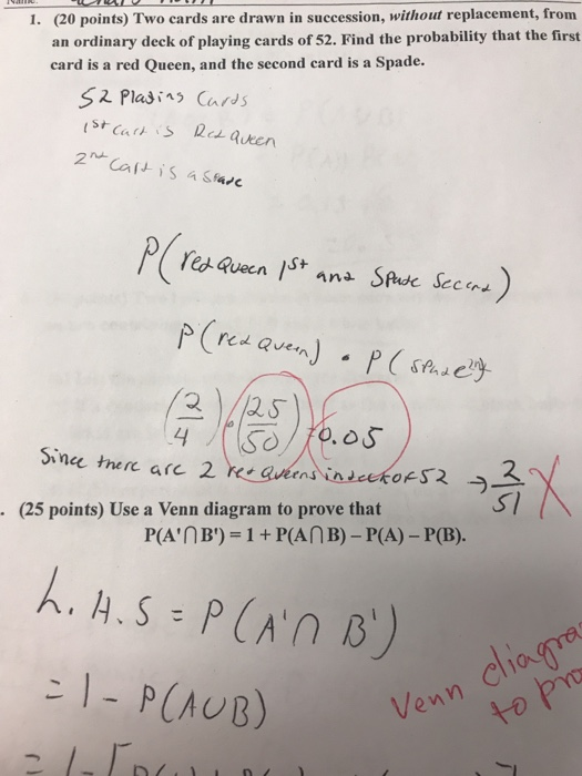 Solved (20 points) Two cards are drawn in succession, | Chegg.com