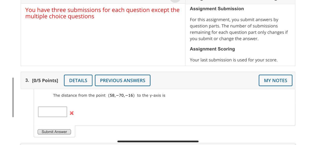 Solved 3. [0/5 Points ] The distance from the point | Chegg.com