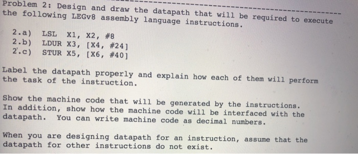 Solved Problem 2: Design and draw the datapath that will be | Chegg.com