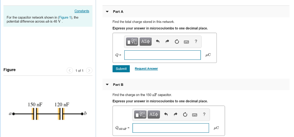 Solved Constants Part A For the capacitor network shown in | Chegg.com