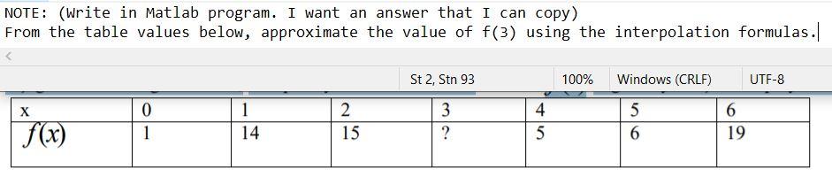 Solved NOTE: (Write in Matlab program. I want an answer that | Chegg.com