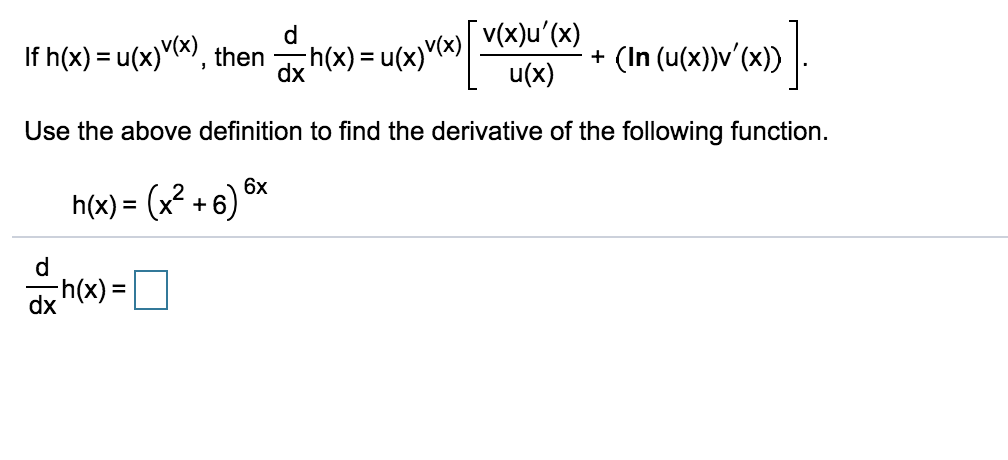 Solved v(x)u'(x) If h(x)=u(x)v(x), then dỵh(x)=u(x)v(x) ux) | Chegg.com