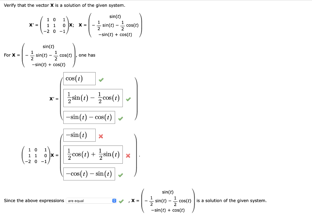 Solved Verify that the vector X is a solution of the given | Chegg.com