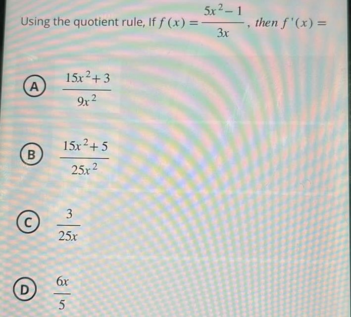 Solved Using the quotient rule, If f(x)=5x2-13x, ﻿then | Chegg.com
