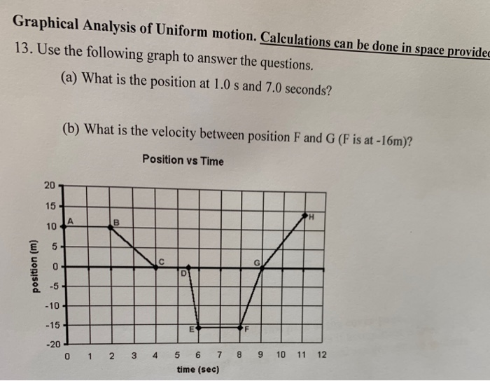 Solved Graphical Analysis of Uniform motion. Calculations | Chegg.com