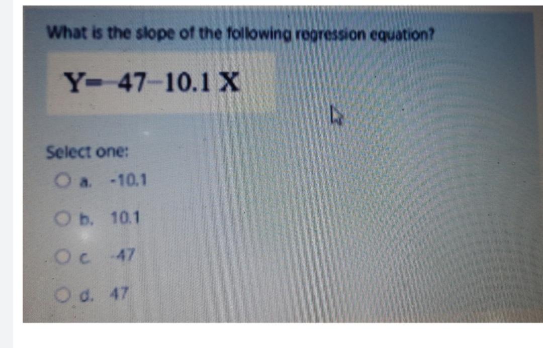 Solved What is the slope of the following regression | Chegg.com