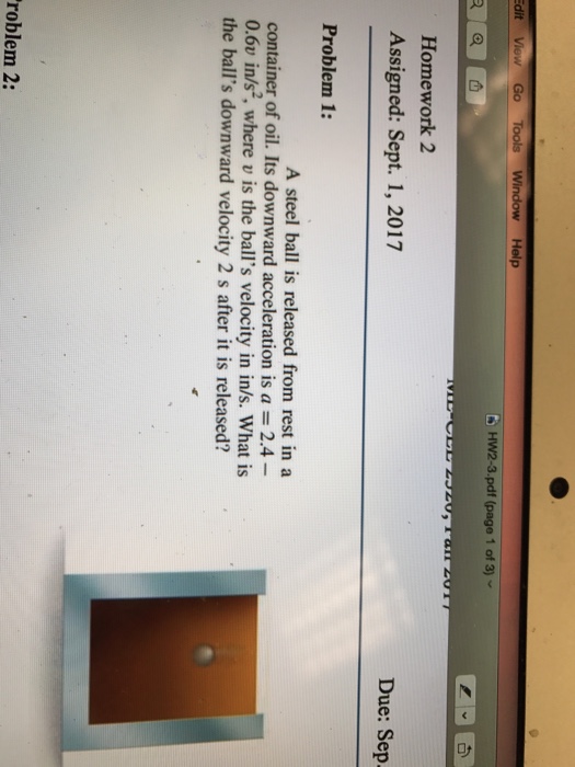 Solved A steel ball is released from rest in a container of | Chegg.com