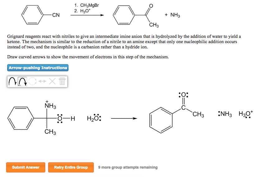 Solved 1. CH3MgBr 2. H3o + NH3 CN CH3 Grignard reagents | Chegg.com