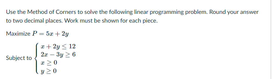 Solved Use the Method of Corners to solve the following | Chegg.com