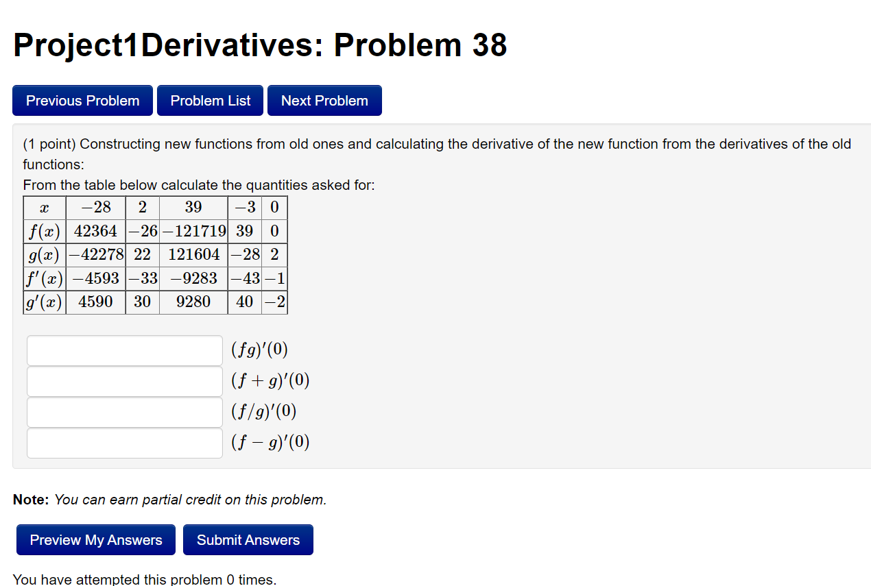 Solved Project1Derivatives: Problem 38 (1 point) | Chegg.com
