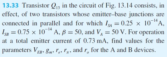 Solved 13.33 Transistor Q13 in the circuit of Fig. 13.14 | Chegg.com