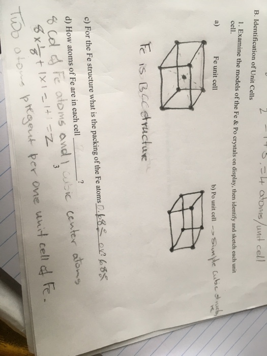 Solved B. Identification of Unit Cells 1. Examine the models | Chegg.com