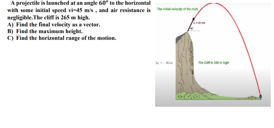 Solved A projectile is launched at an angle 𝟔𝟎 𝒐 to the | Chegg.com