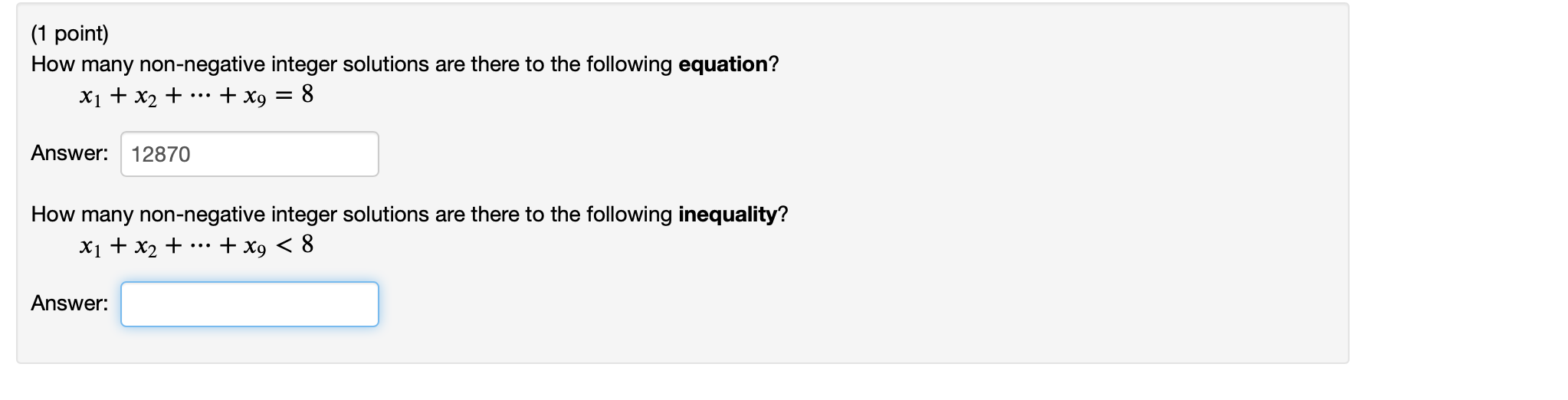 Solved 1 Point How Many Non Negative Integer Solutions Are