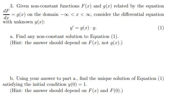 Solved dc 3. Given non-constant functions F(x) and g(x) | Chegg.com