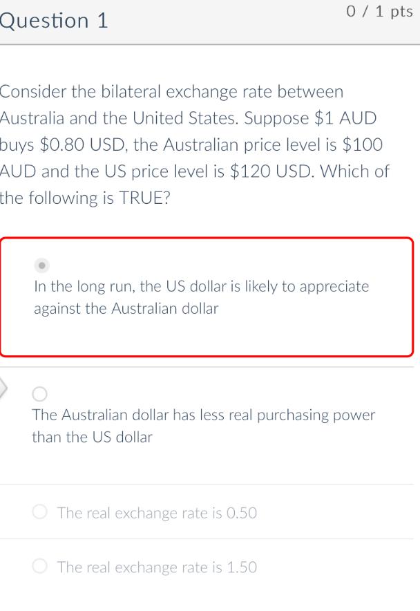Solved Why Australian dollar has less real purchasing power | Chegg.com