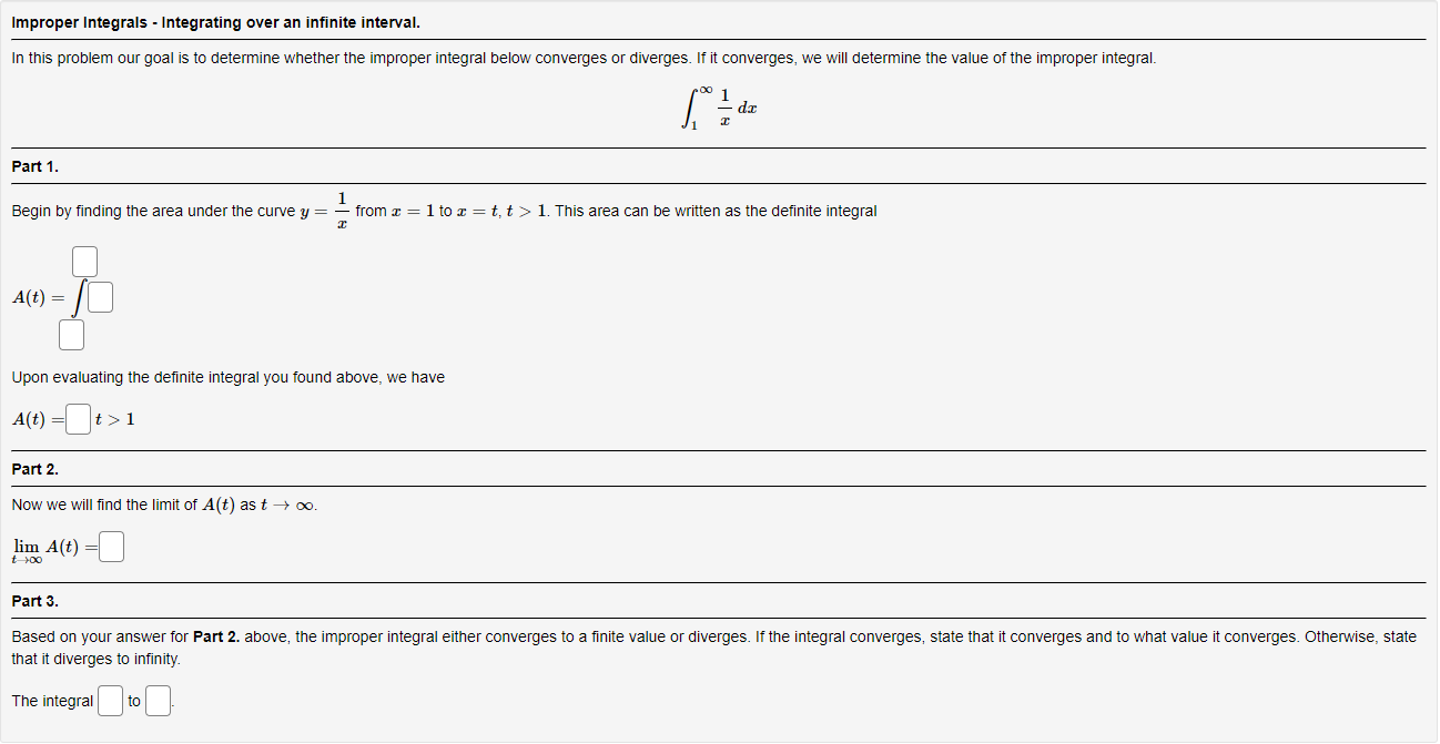 Solved Improper Integrals Integrating Over An Infinite