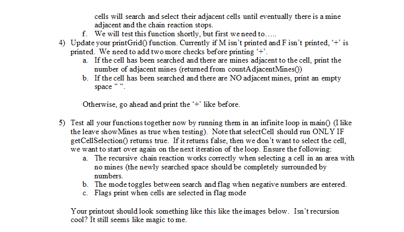 Solved I need help creating functions for a minesweeper | Chegg.com