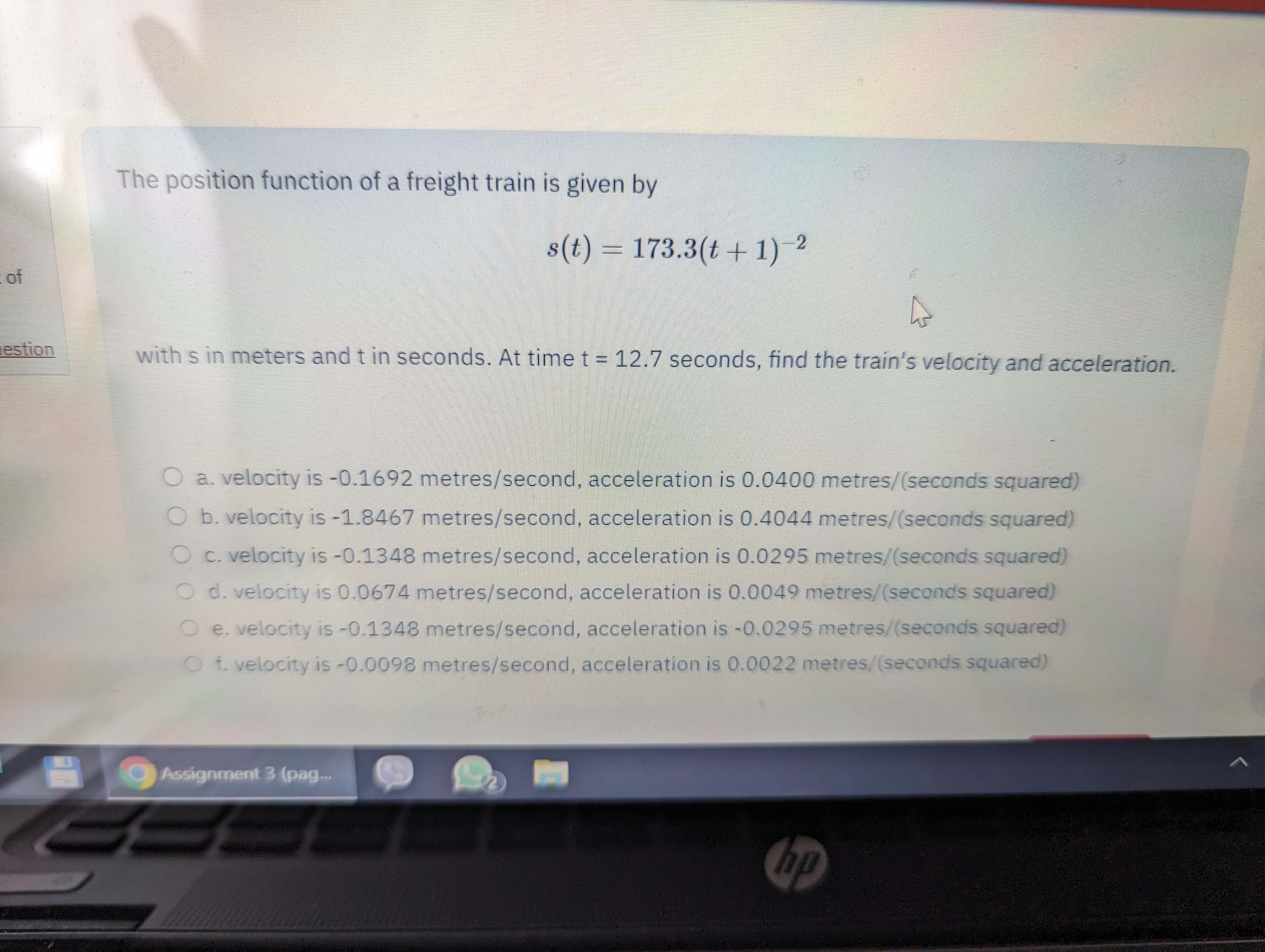 Solved The position function of a freight train is given by | Chegg.com