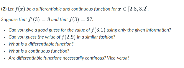 Solved (2) Let f(x) be a differentiable and continuous | Chegg.com