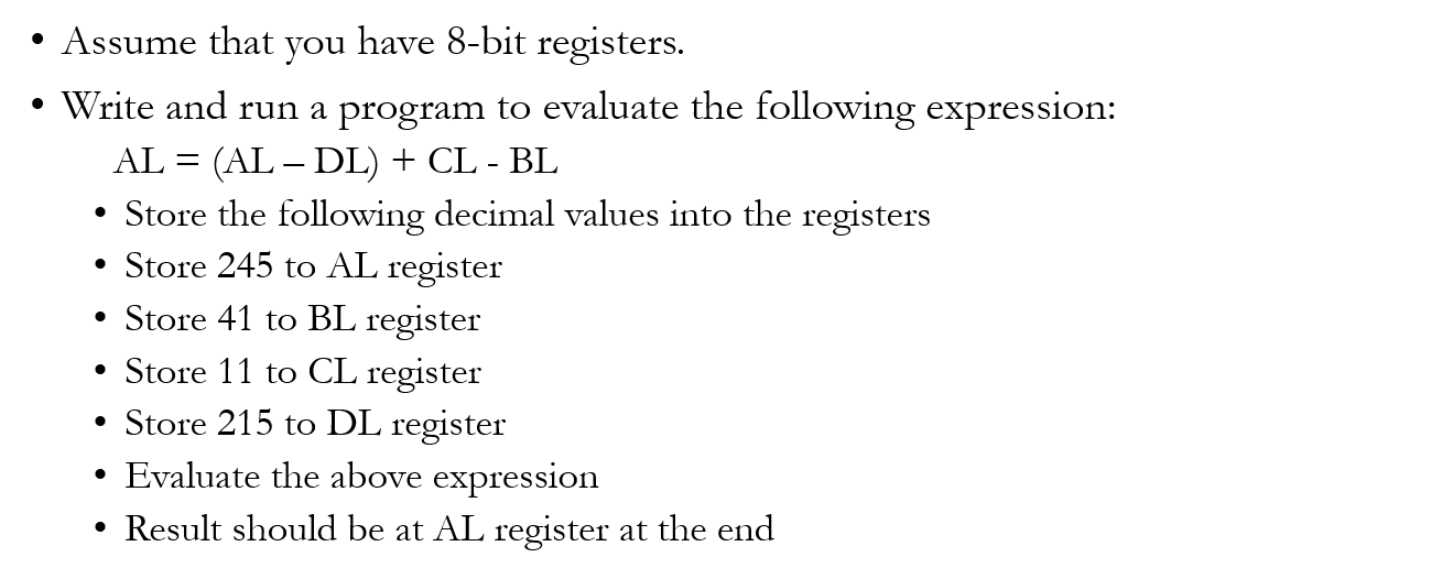 Solved • Assume that you have 8-bit registers. • Write and | Chegg.com