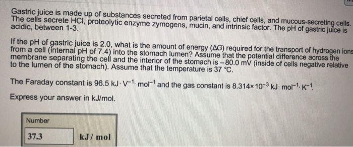 Solved Gastric juice is made up of substances secreted from | Chegg.com