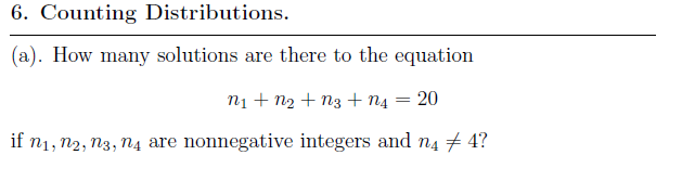 Solved 6. Counting Distributions. (a). How many solutions | Chegg.com