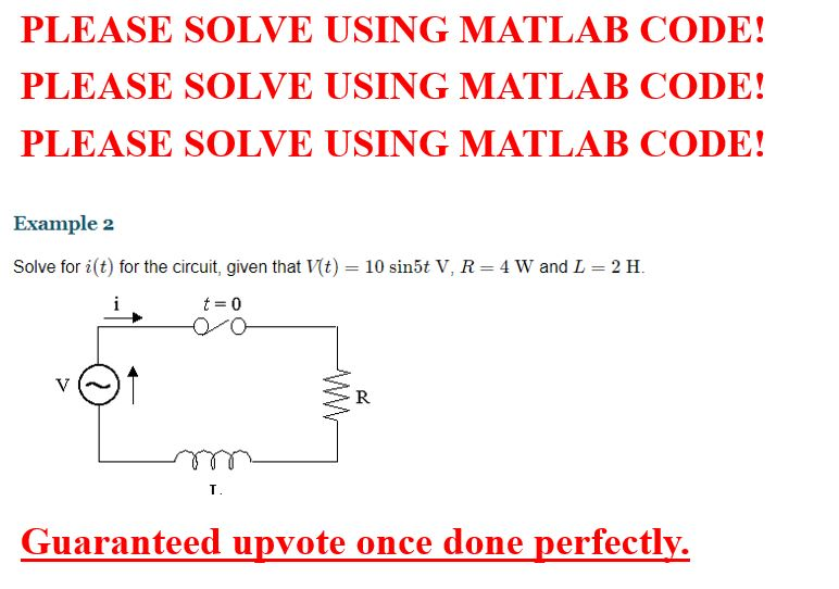 Solved MATLAB QUESTION Find the solution of the given | Chegg.com