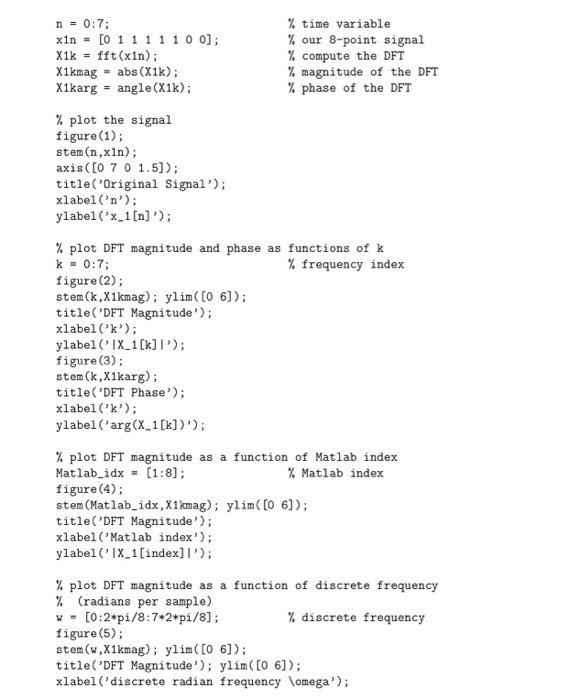 1. Consider the following Matlab code which computes | Chegg.com